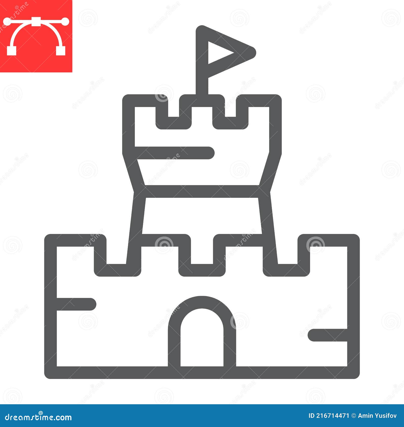 Sand castle line icon stock vector. Illustration of editable - 216714471