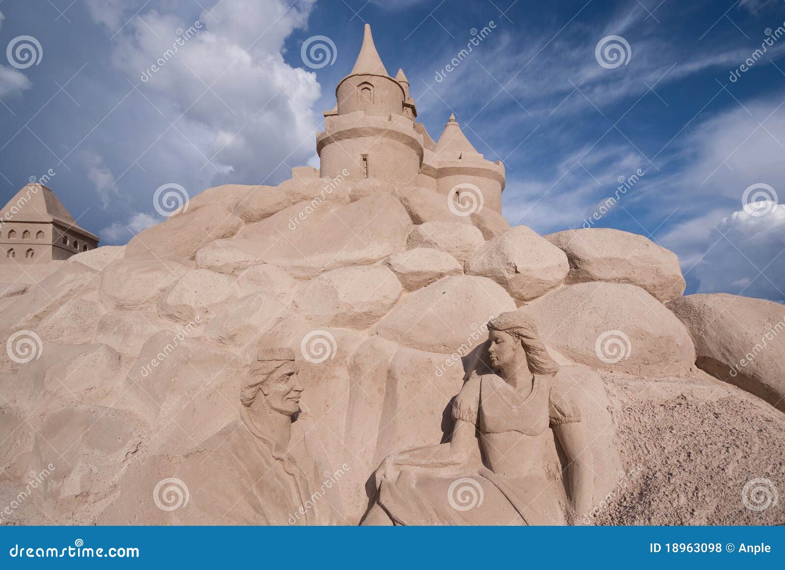 Sand castle and sculpture. stock photo. Image of sand - 18963098
