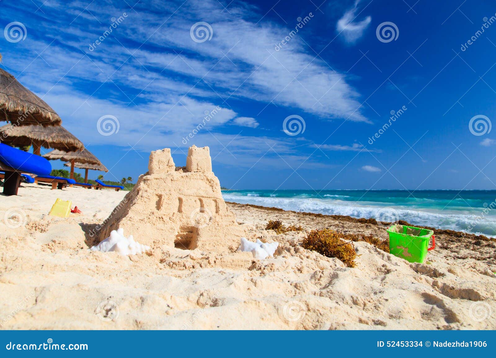Sand Castle with Shells Built on the Beach Stock Photo - Image of sandy ...