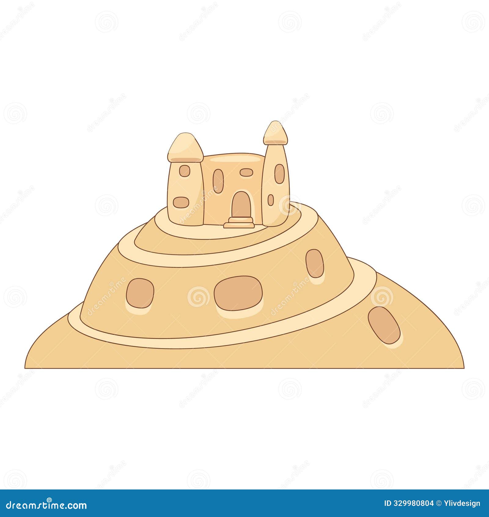 Sand Castle Standing on a Sandy Hill Illustration Stock Illustration ...