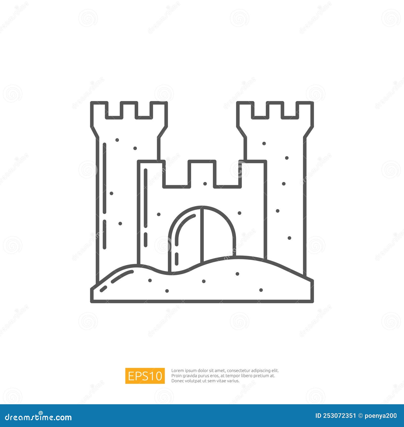 Sand Castle. Summer Vacation Outline Icon Stock Vector - Illustration ...