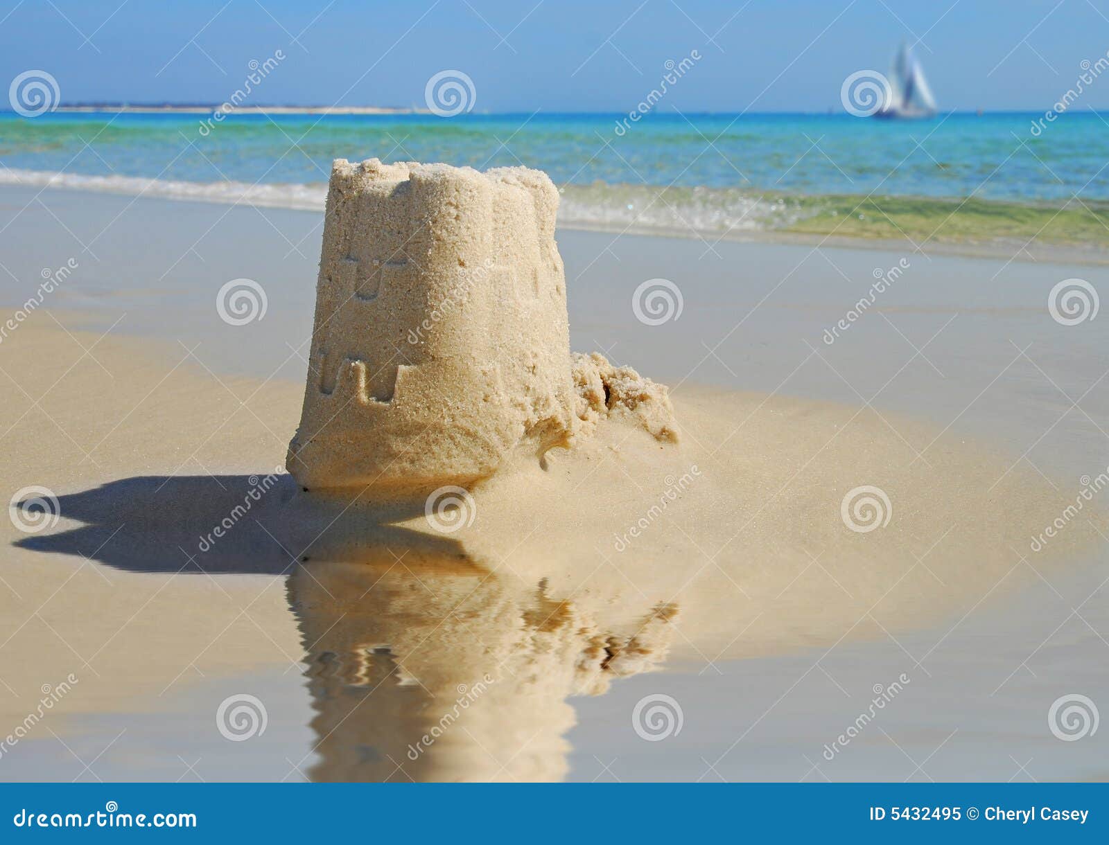 Sand Castle by Tide Pool stock image. Image of sand, sailboat - 5432495