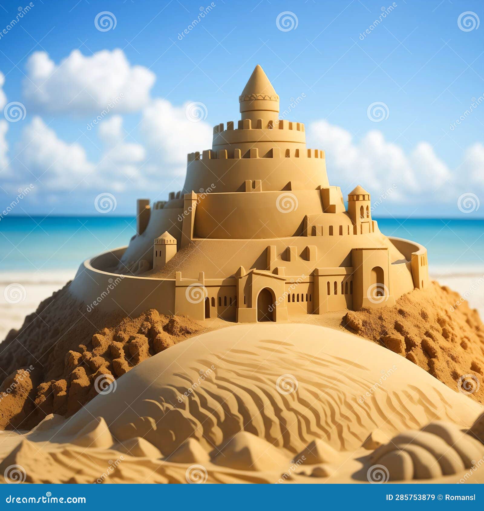 Sand Castle with Towers on the Beach. the Concept of Dreams and Desires ...