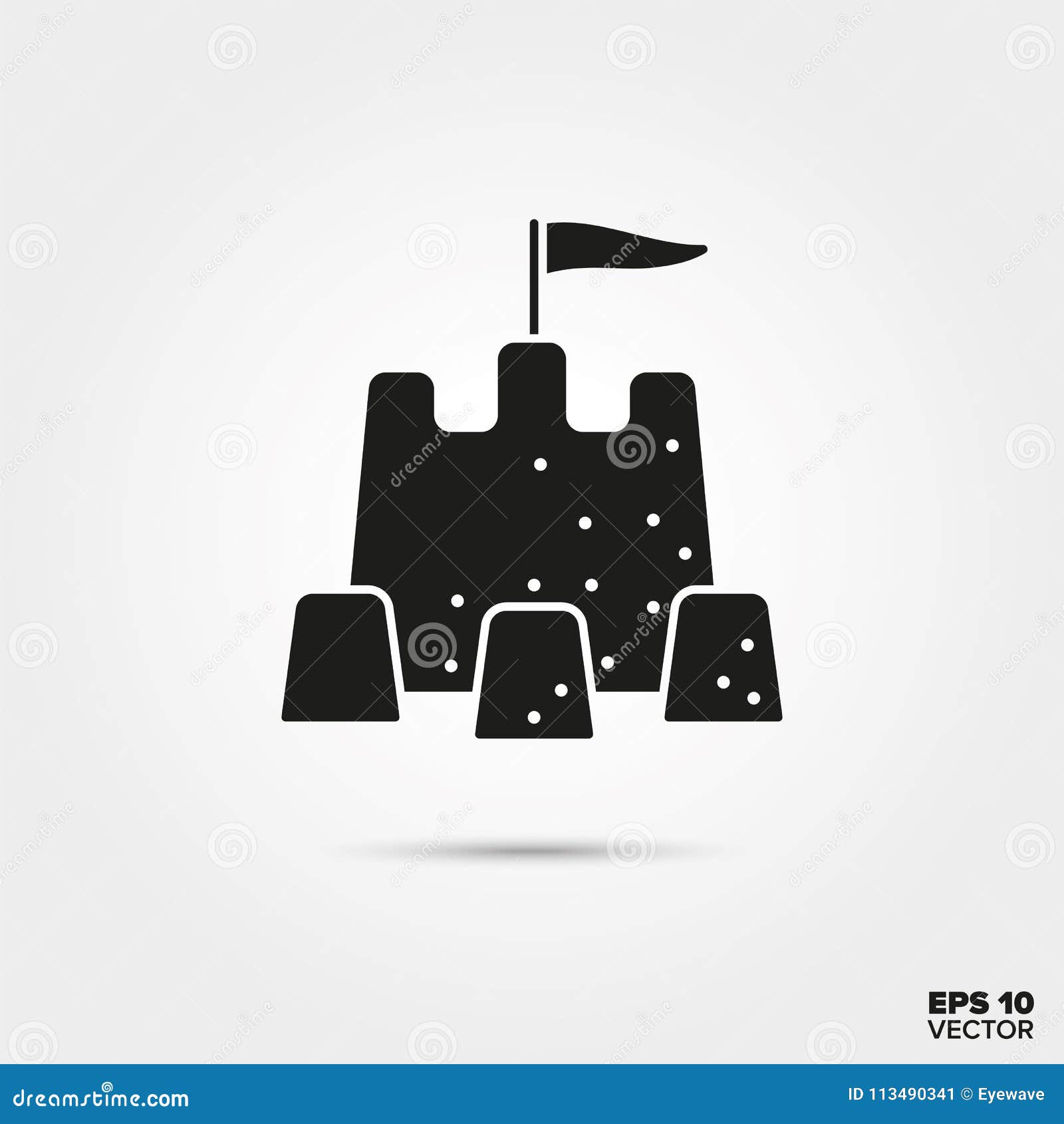 Sand castle vector icon stock vector. Illustration of castle - 113490341