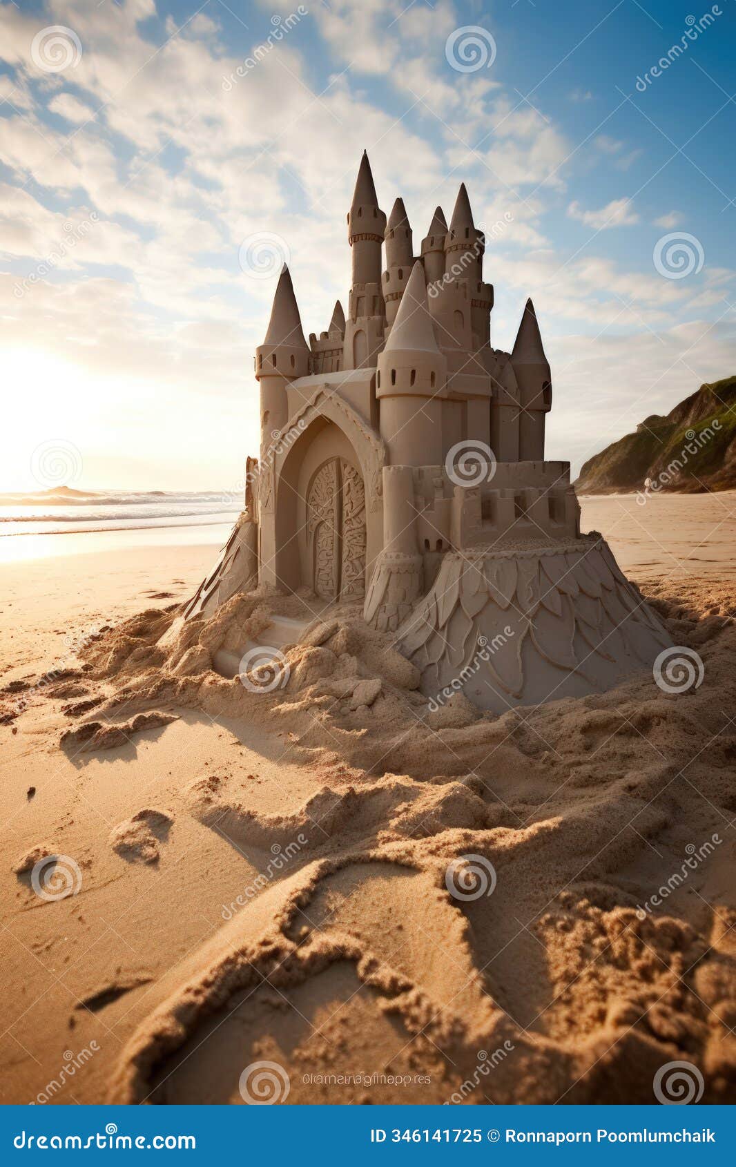 The Sand Castle Was Beautifully Built Stock Illustration - Illustration ...