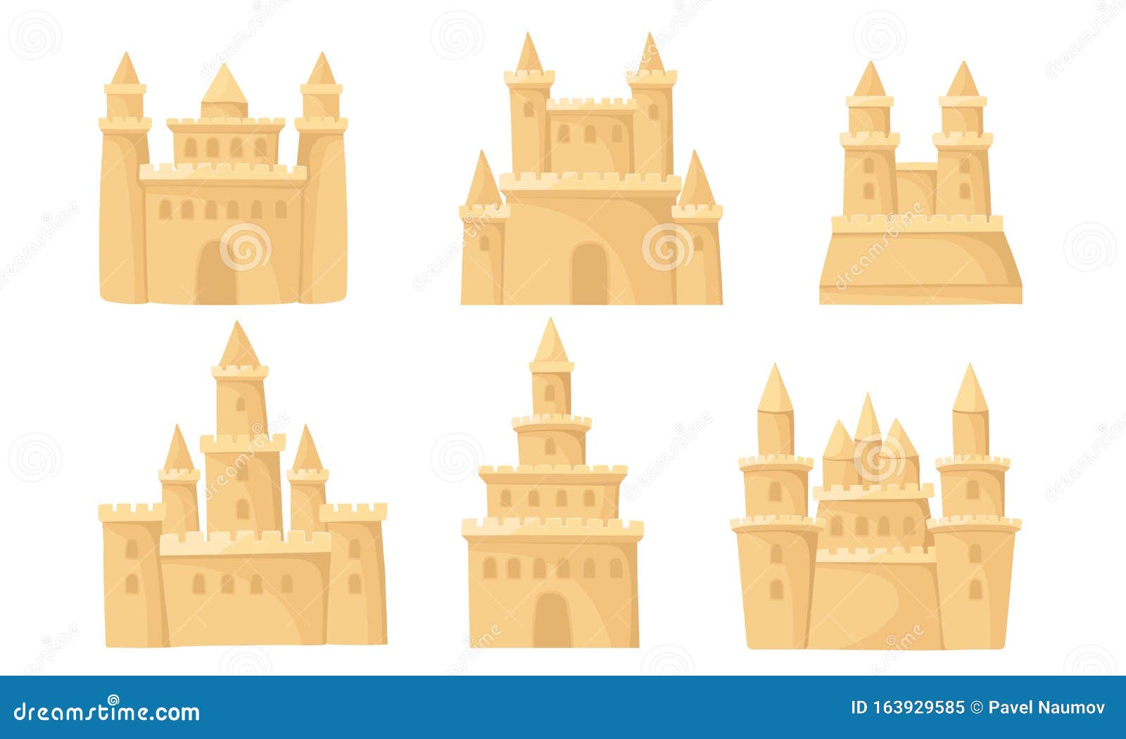 Castles Towers And Fortresses Architecture Vector Illustrations Cartoon ...