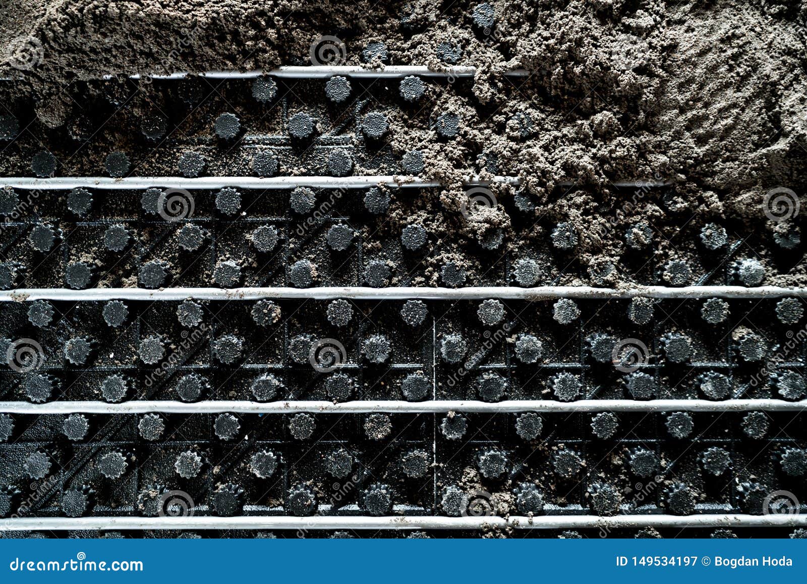 Sand and Cement Floor Screed Over Residential Floor Heating Stock Image ...