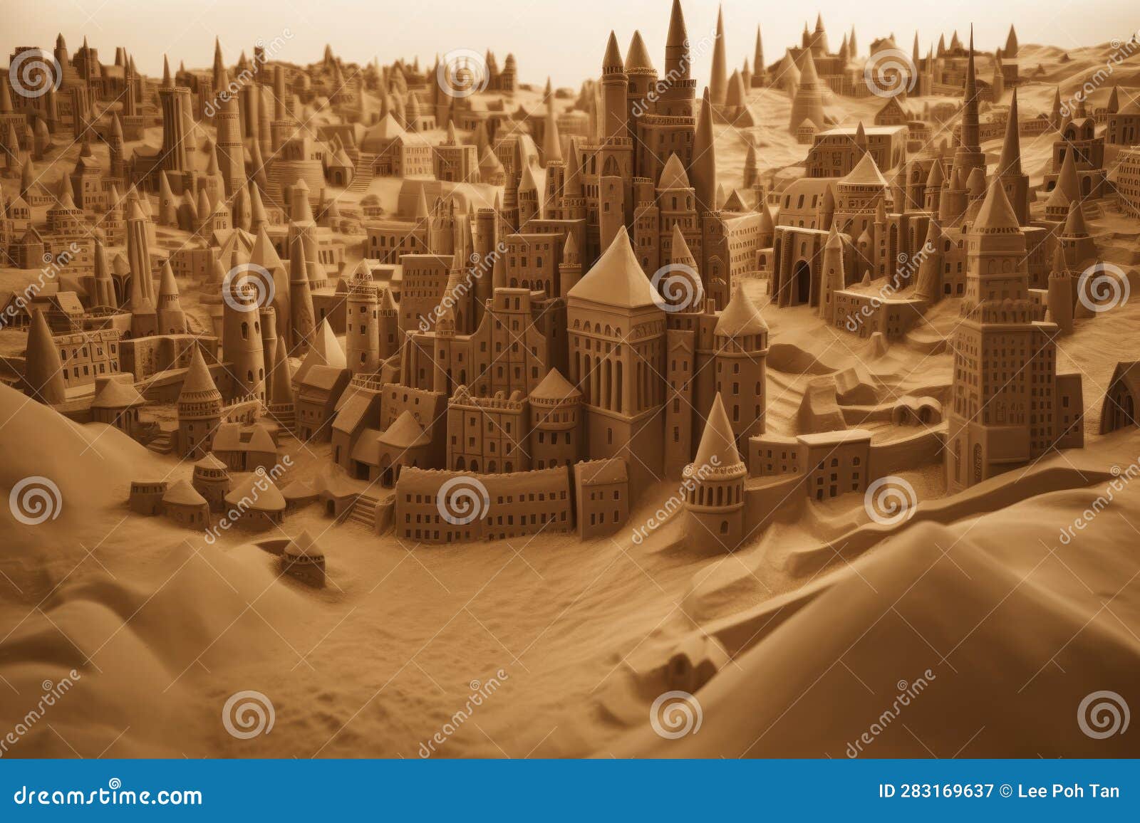 The Sand of the City with Intense Lighting Stock Illustration ...