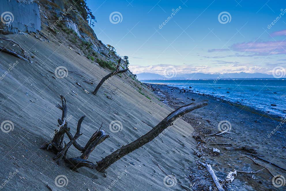 Sand cliffs and a sunset stock photo. Image of view, beautiful - 95887960