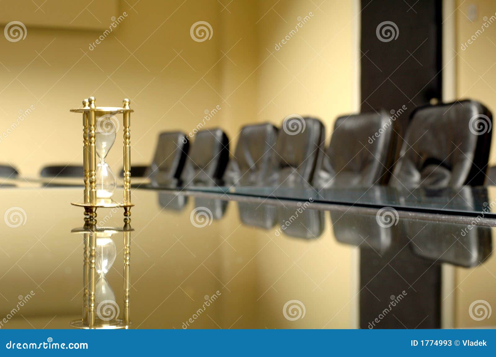 Sand Clock in the Empty Conference Room Stock Image - Image of announce ...