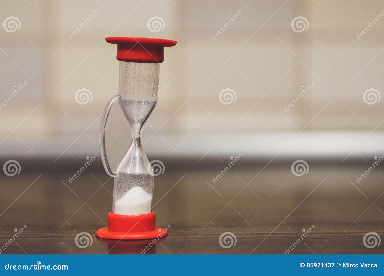 Sand clock on table stock image. Image of flowing, countdown - 85921437