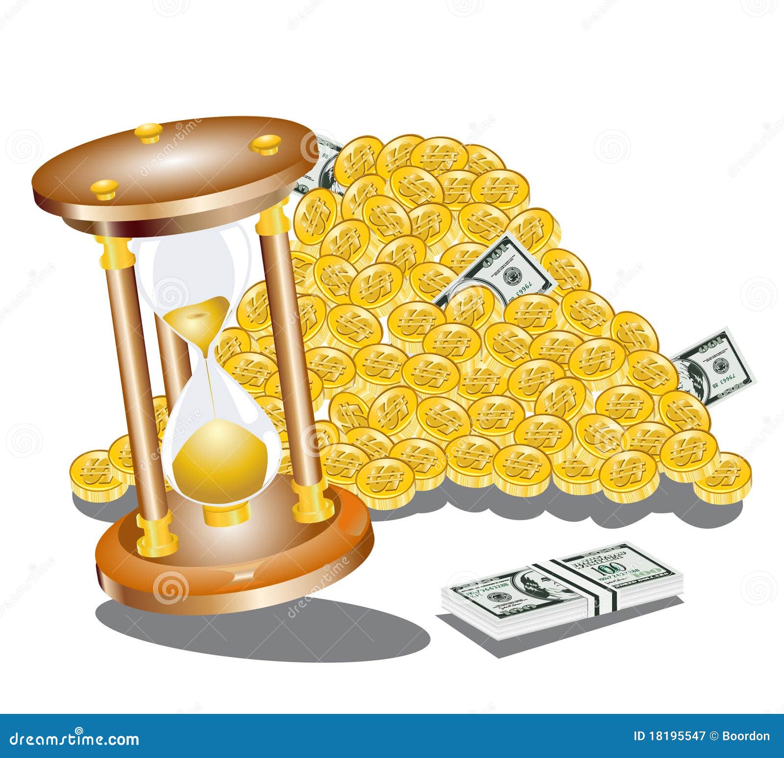 Sand Clock Time Money Dollar Coin Stock Vector - Illustration of sand ...