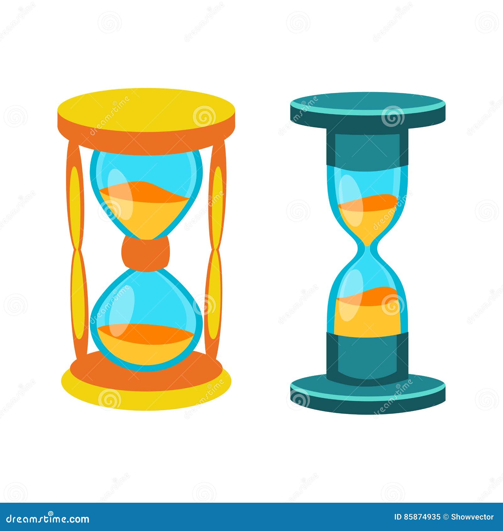 Sand Clocks Vector Isolated. Stock Vector - Illustration of retro ...