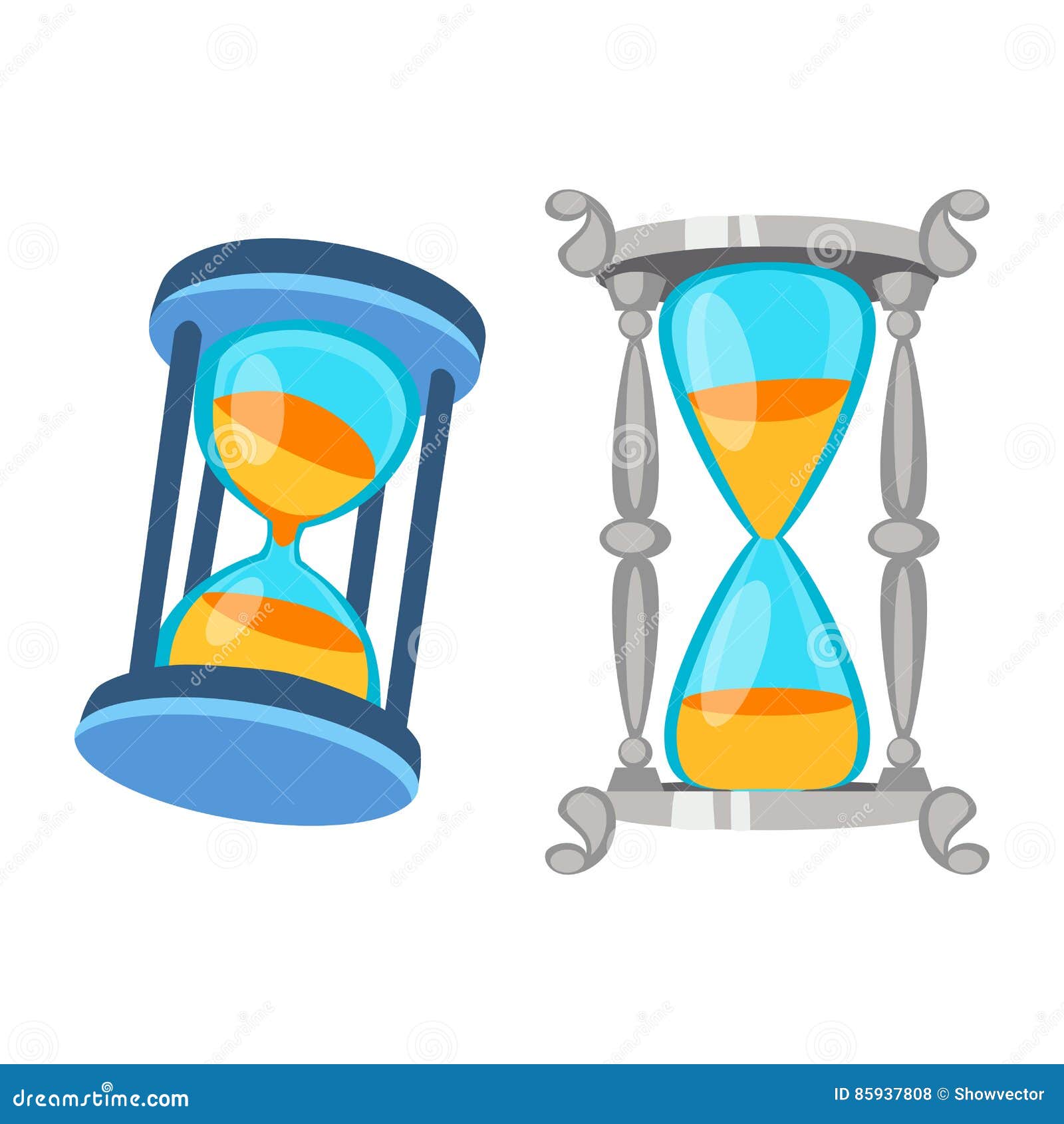 Sand Clocks Vector Isolated. Stock Vector - Illustration of flowing ...