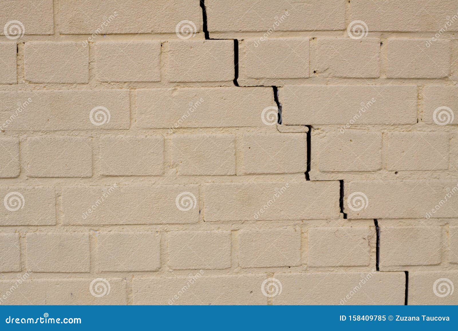 Sand Color Brick Wall with Stairs Texture, Crack on it. Stock Image ...