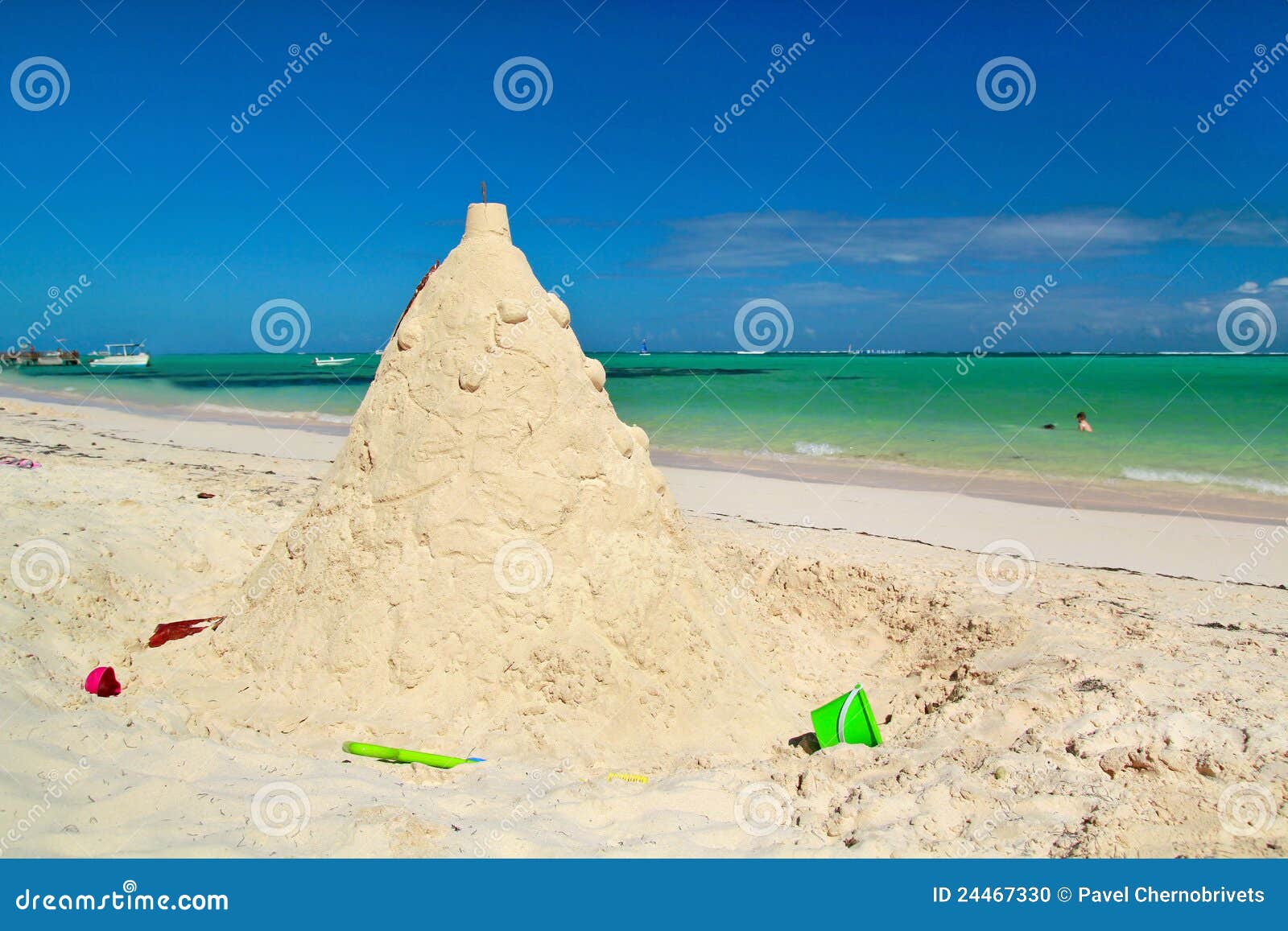 Sand Construction on Caribbean Beach Stock Photo - Image of building ...