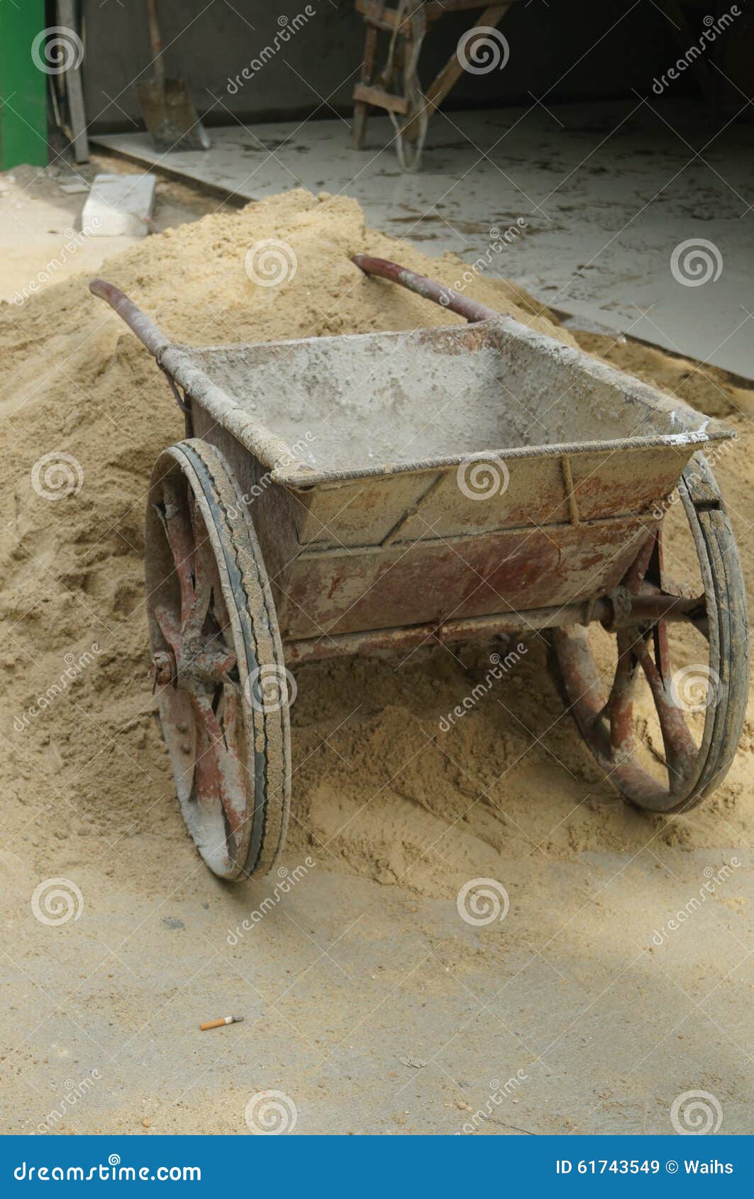 The Sand on the Construction Site and Cart Stock Image - Image of ...