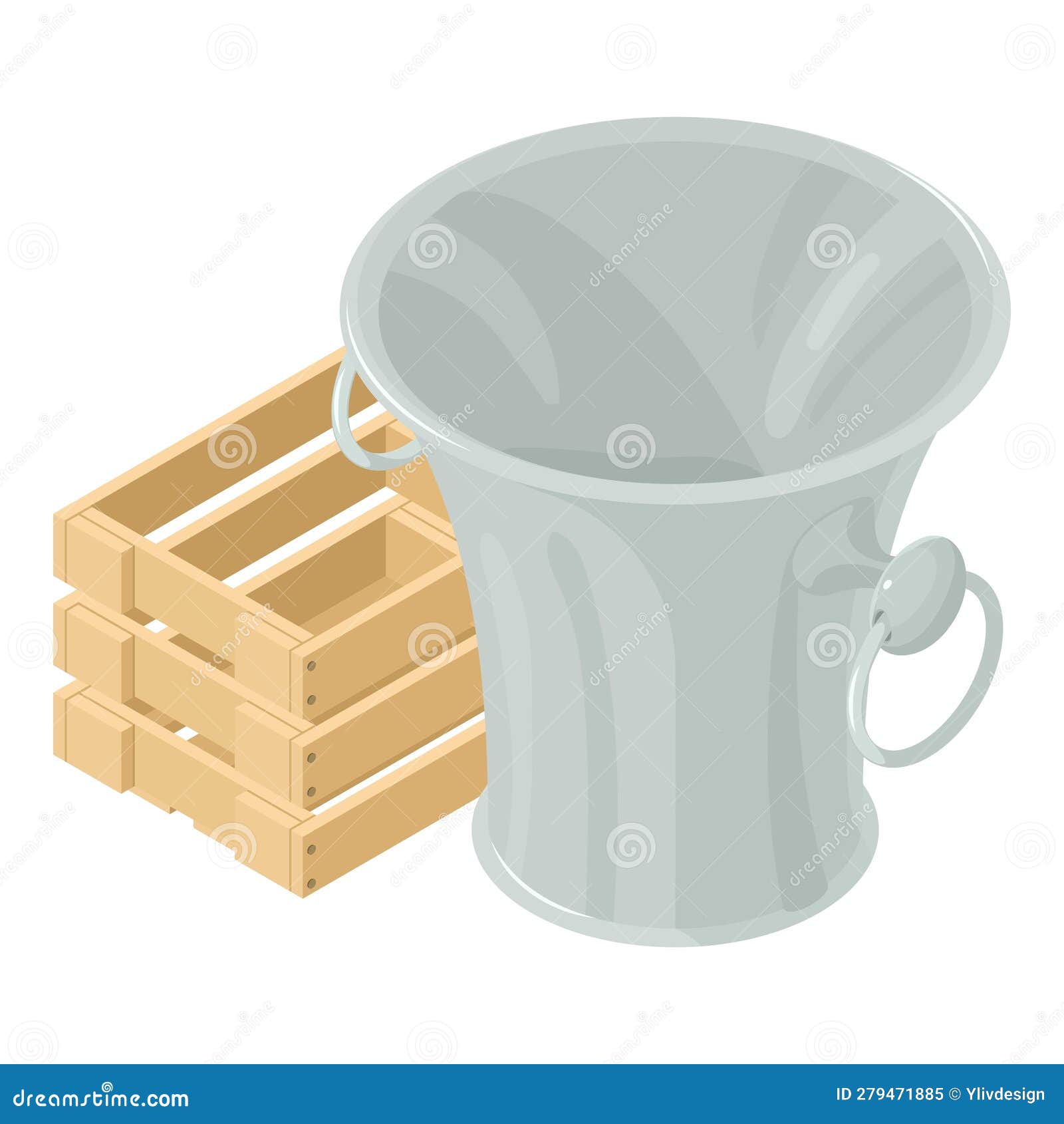 Sand Container Icon Isometric Vector. Empty Wooden Box and Metal Sand ...