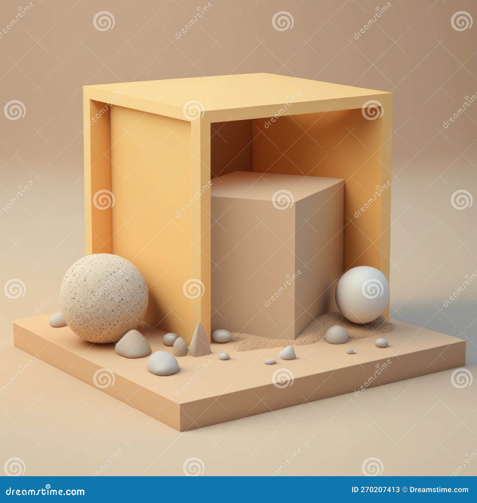Sand and Cubes Podium, Empty Showcase for Packaging Product ...