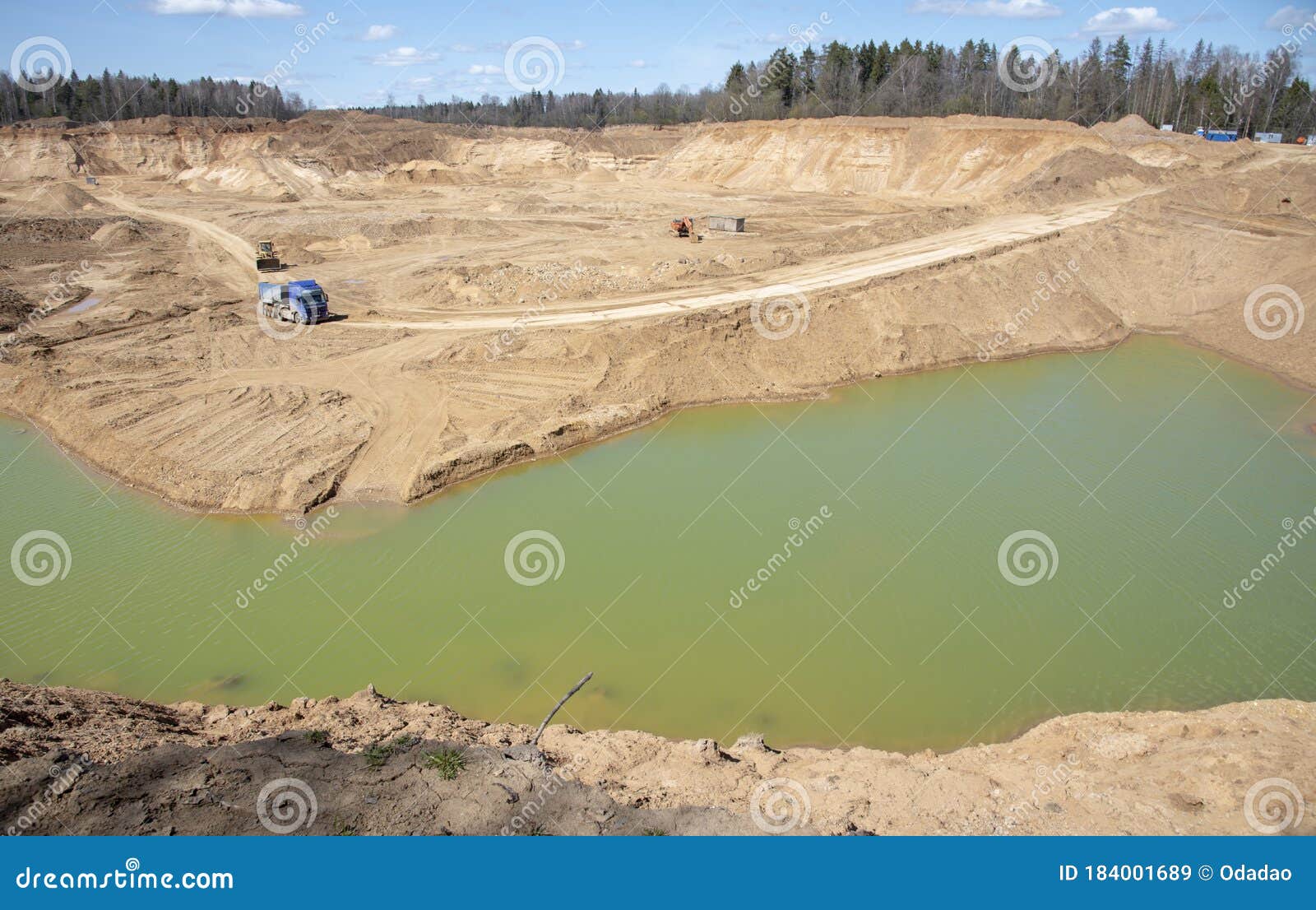 Sand Deep Quarry Under a Blue Cloudy Sky Stock Image - Image of earth ...