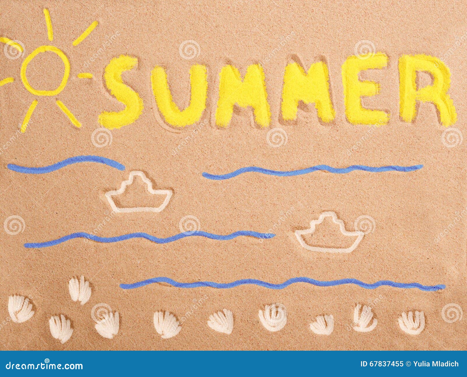 Sand with drawing stock illustration. Illustration of rays - 67837455