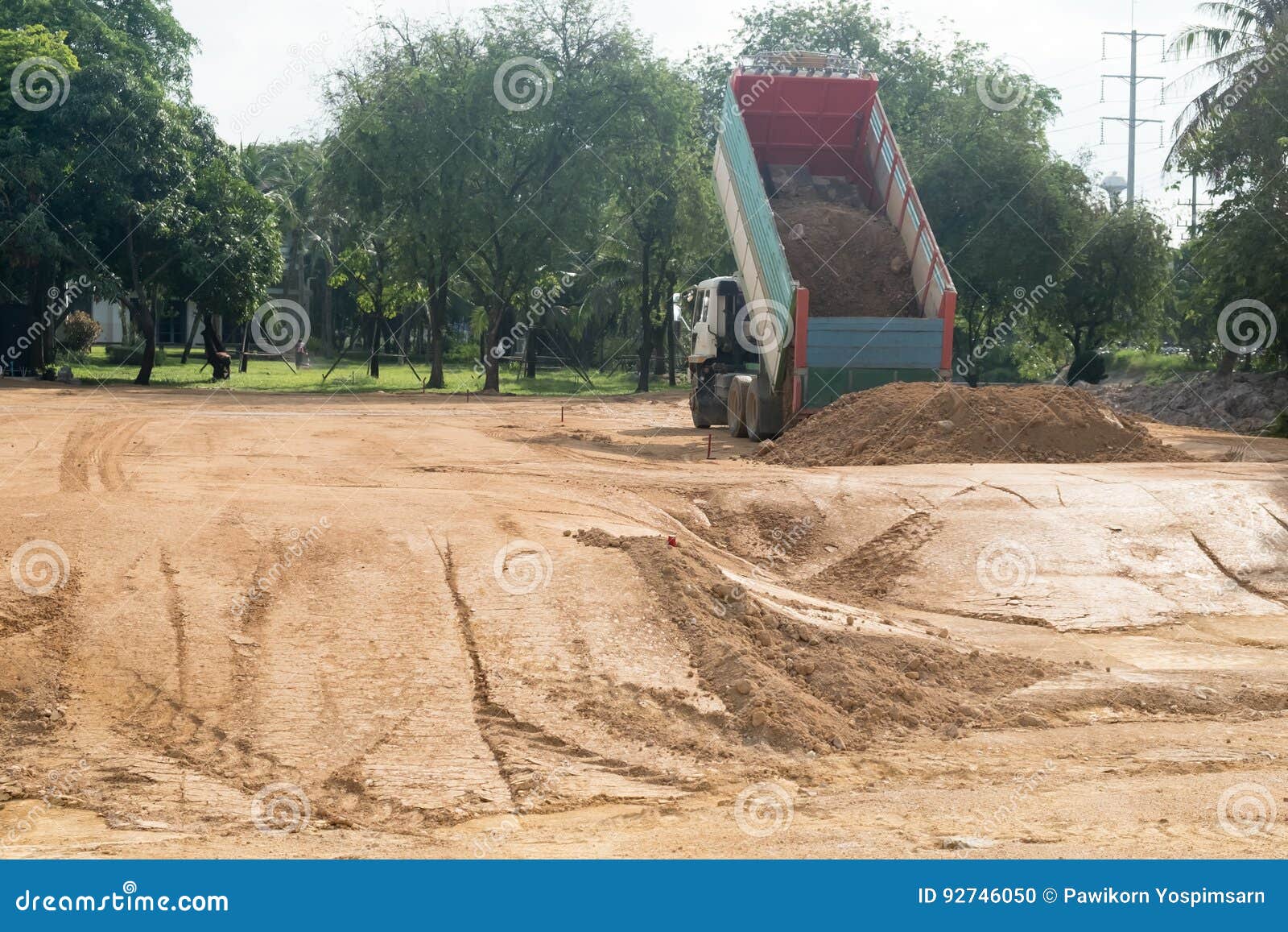 Sand Dump truck stock photo. Image of machinery, trucking - 92746050
