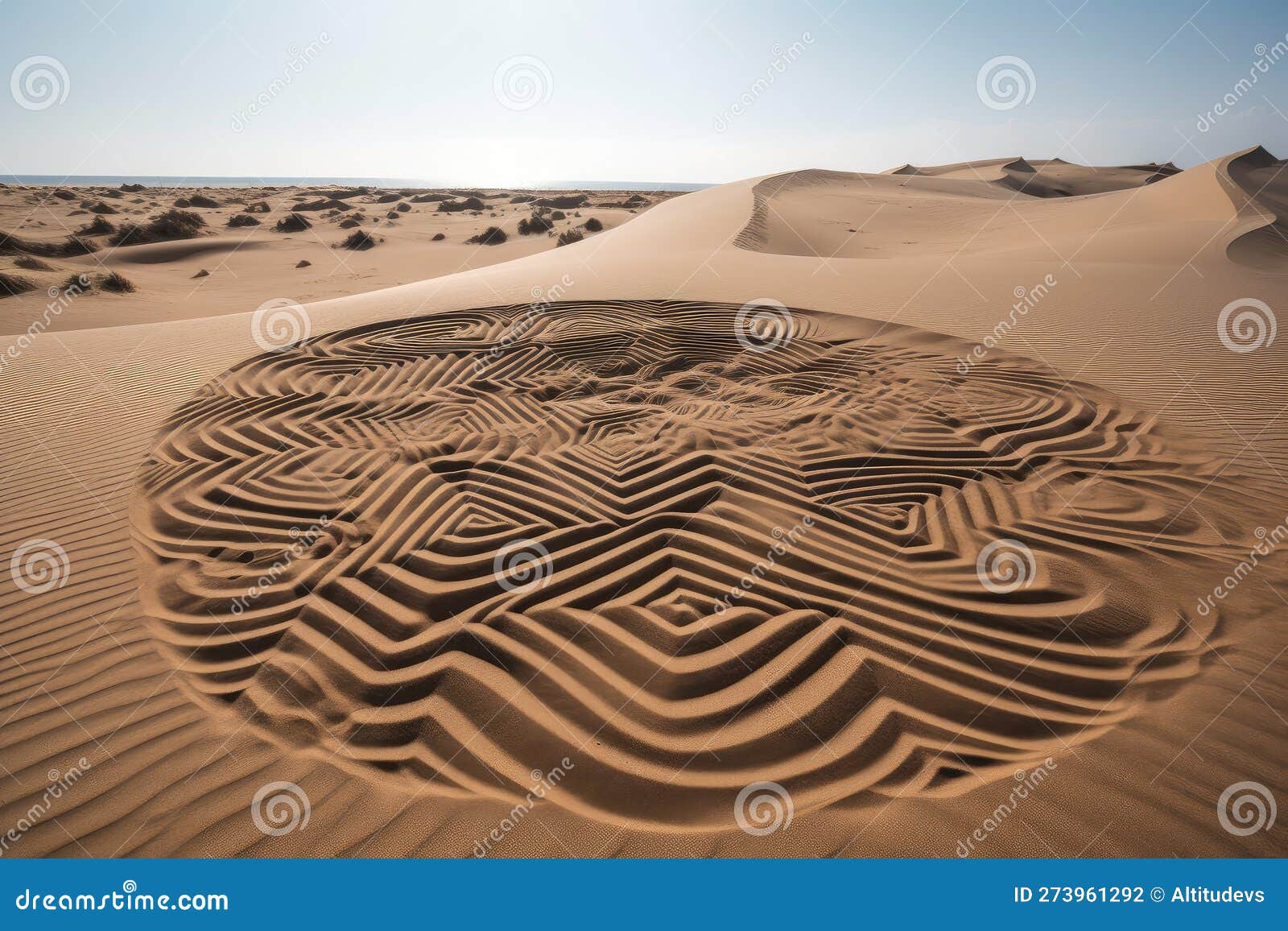 A Sand Dune with a Geometric Pattern, Made of Interlocking Shapes Stock ...