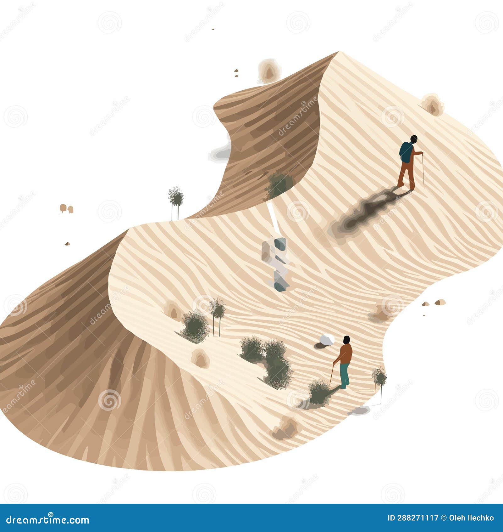 Sand Dunes Isometric Vector Flat Minimalistic Isolated Illustration ...
