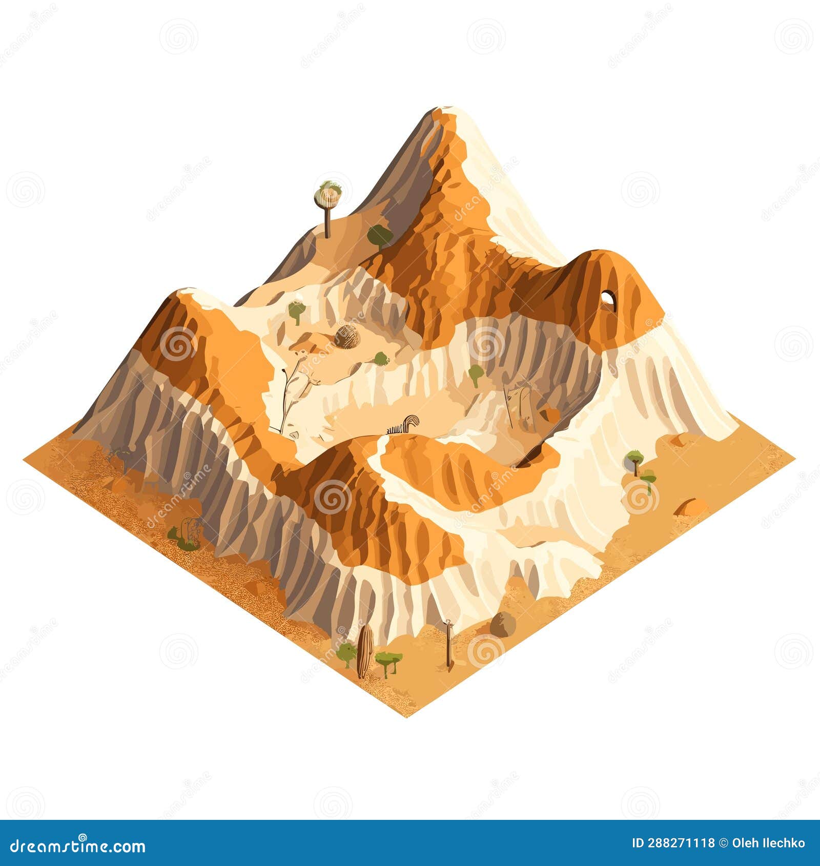 Sand Dunes Isometric Vector Flat Minimalistic Isolated Illustration ...