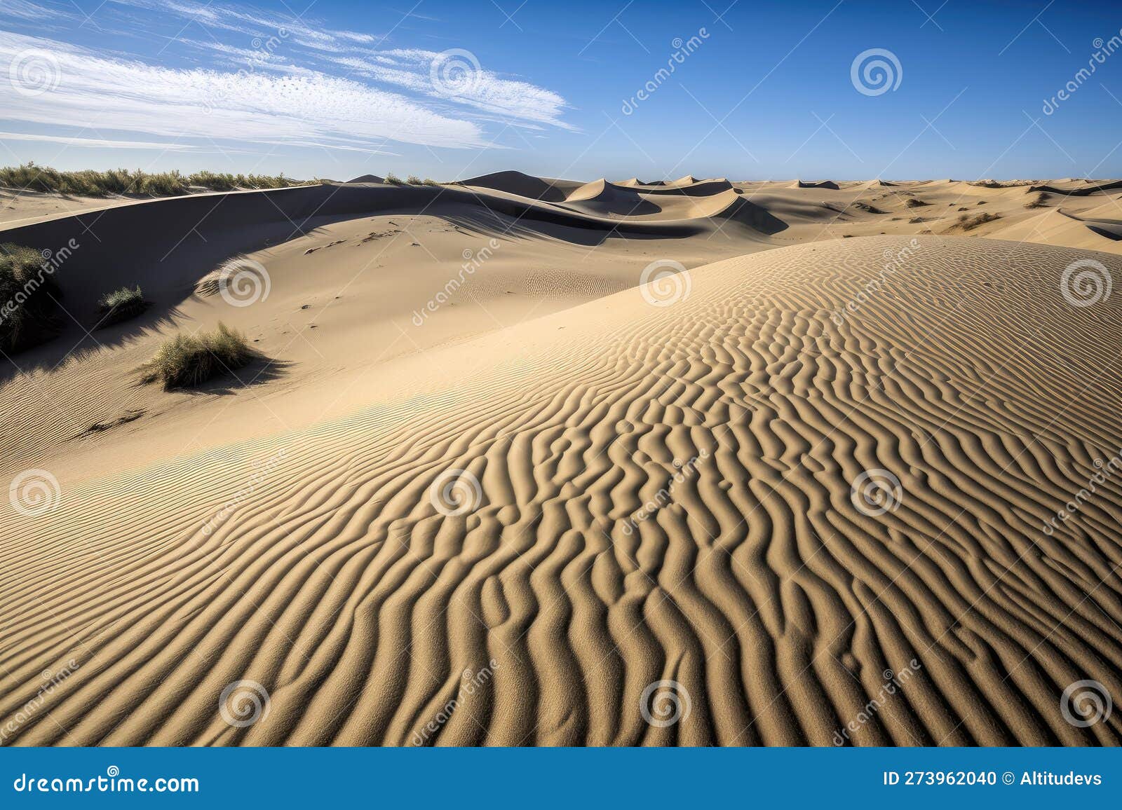Sand Dunes and Patterns with a Clear Blue Sky in the Background Stock ...