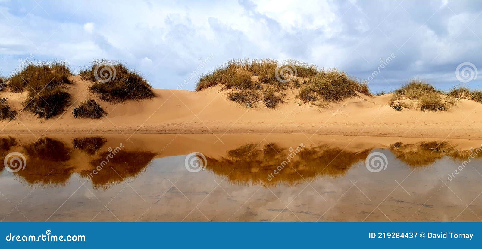 Sand Dunes Reflected in the Water Stock Image - Image of beach, small ...