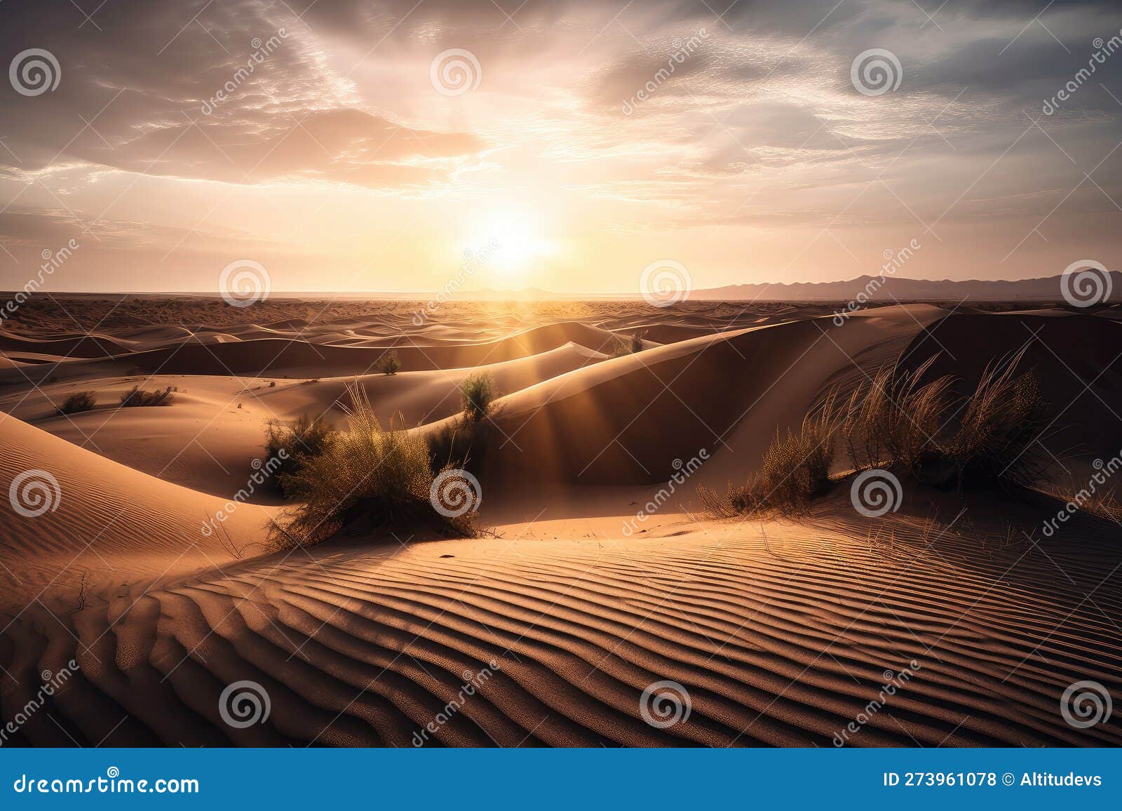 Sand Dunes, with the Sun Setting Over the Horizon, Creating a Beautiful ...