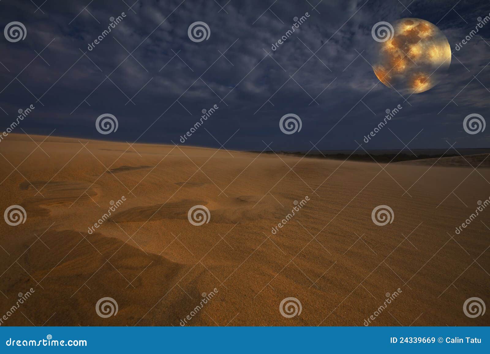 Sand Dunes Under Full Moon Light Stock Image - Image of eerie, esoteric ...