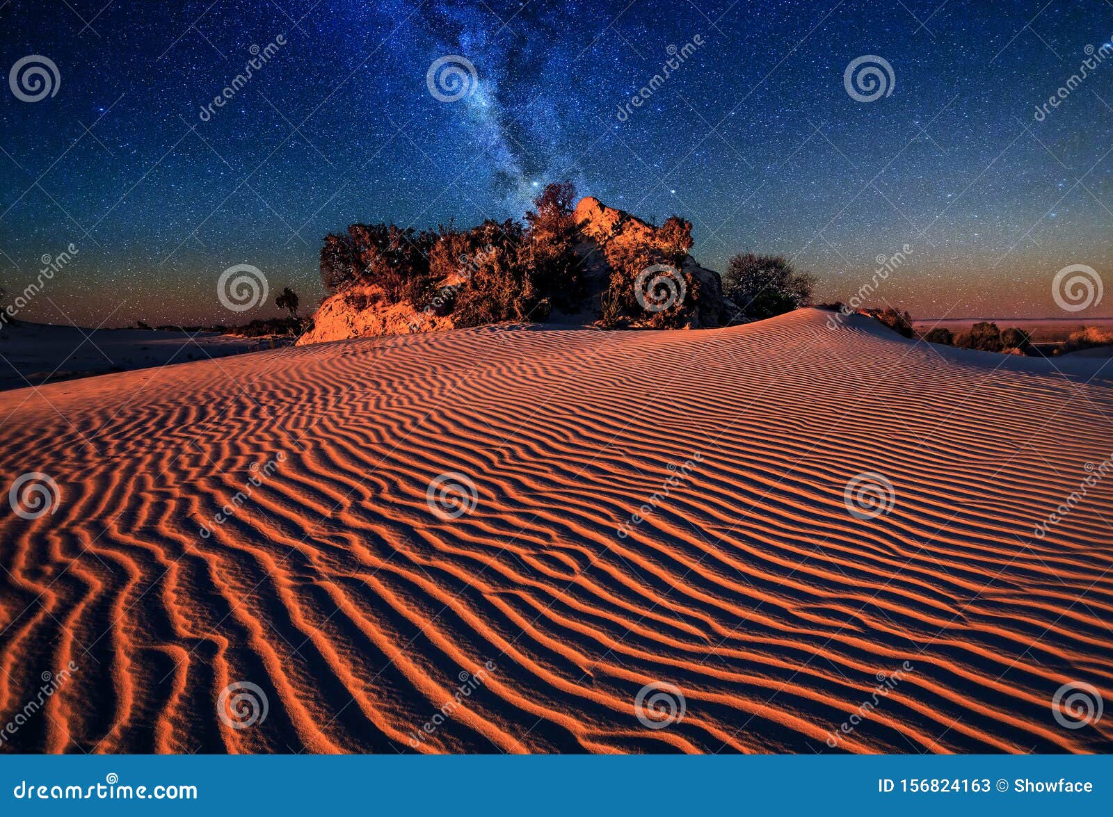 Sand Dunes Under Starry Night Sky Stock Image - Image of texture ...