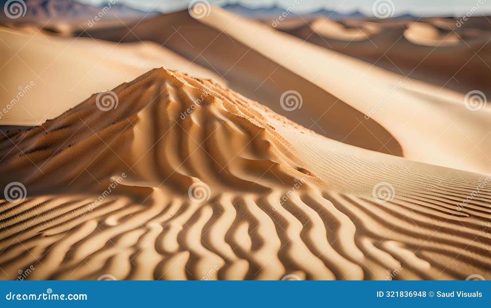 Sand Dunes with Wavy Pattern. Desert Landscape Stock Illustration ...