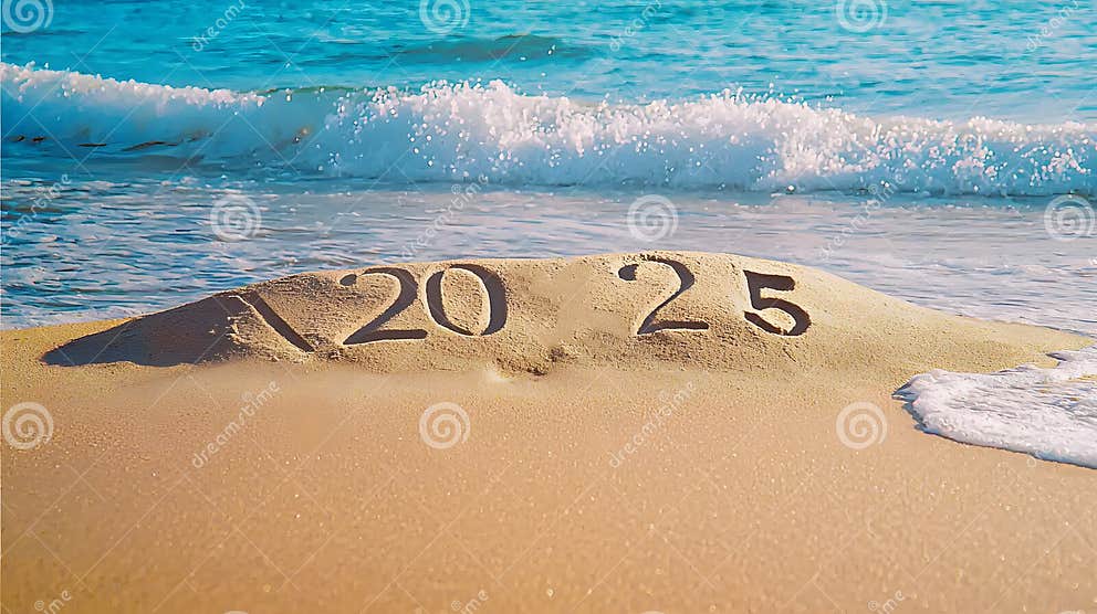 Sand with Engraved Numbers on a Beach. Stock Illustration ...
