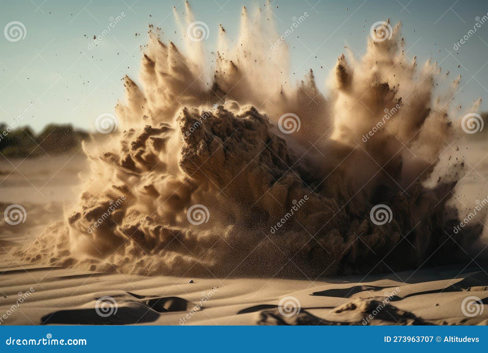 Sand Explosion in Close-up, Showing the Moment of Detonation Stock ...