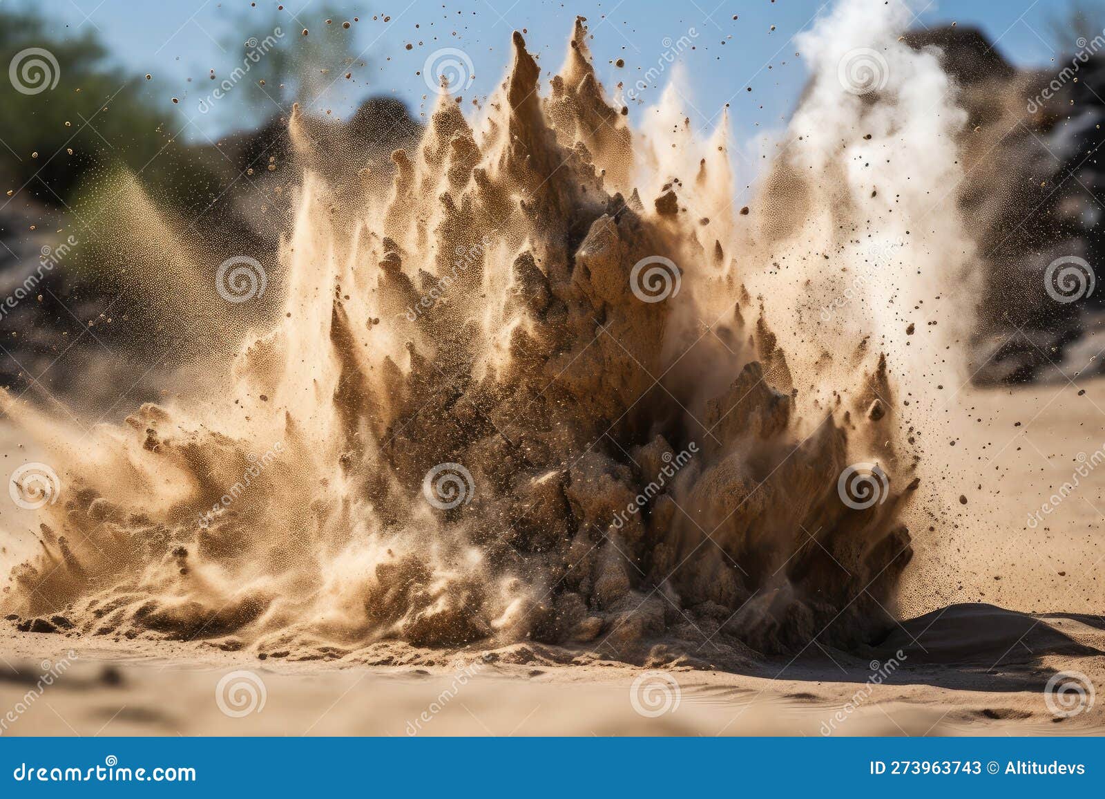 Sand Explosion in Close-up, Showing the Moment of Detonation Stock ...