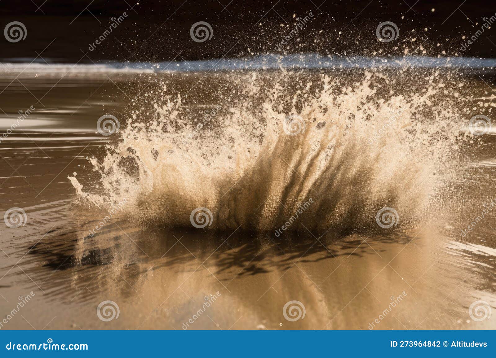 Sand Explosion Creating Ripple Effect on Water Surface Stock ...