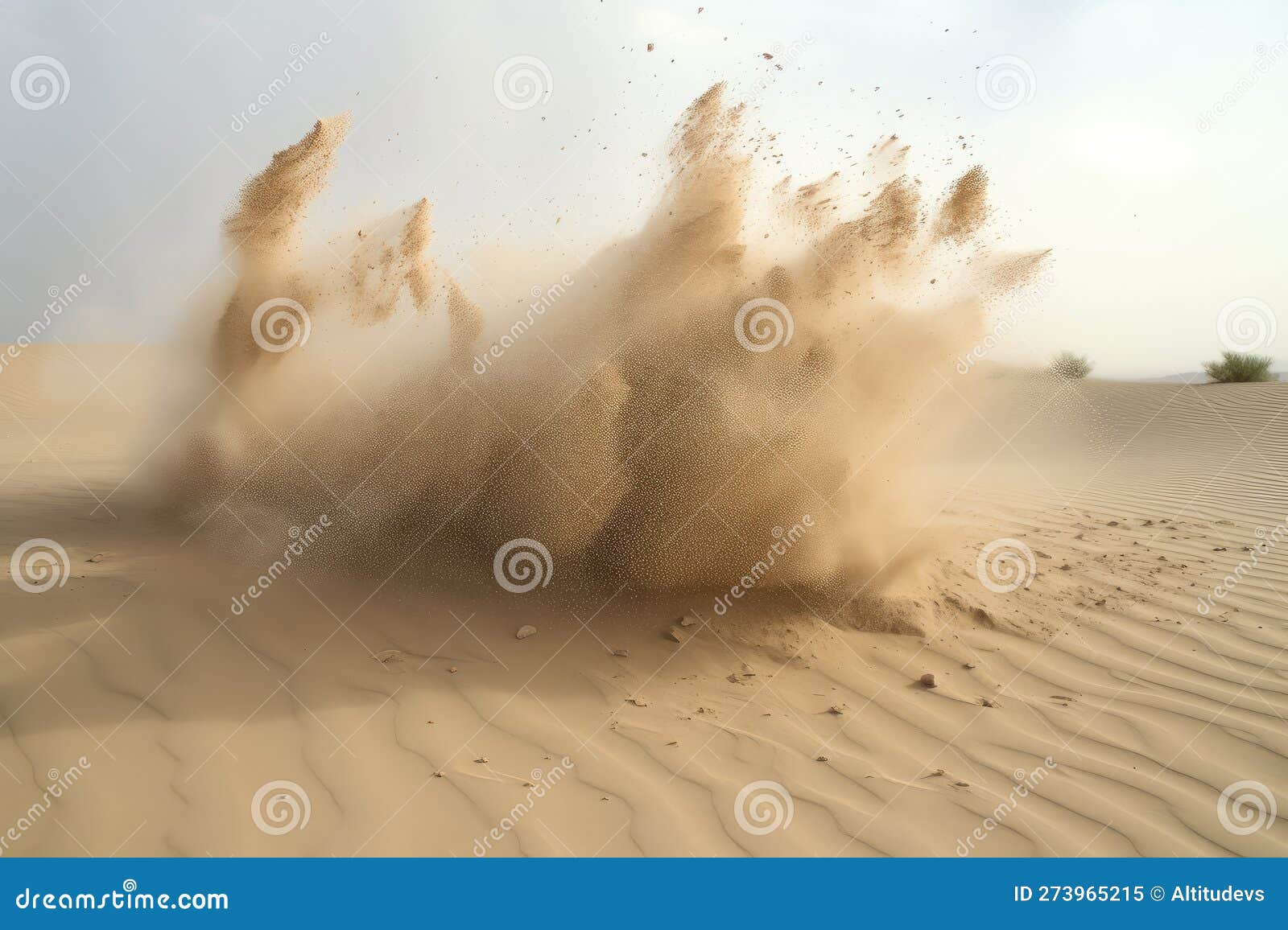 Sand Explosion, with Debris Flying through the Air and Raining Down on ...