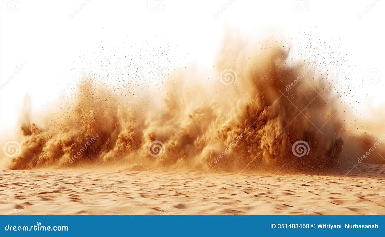 Sand Explosion Scene. Sandstorm Burst Erupts From Ground. Sand ...