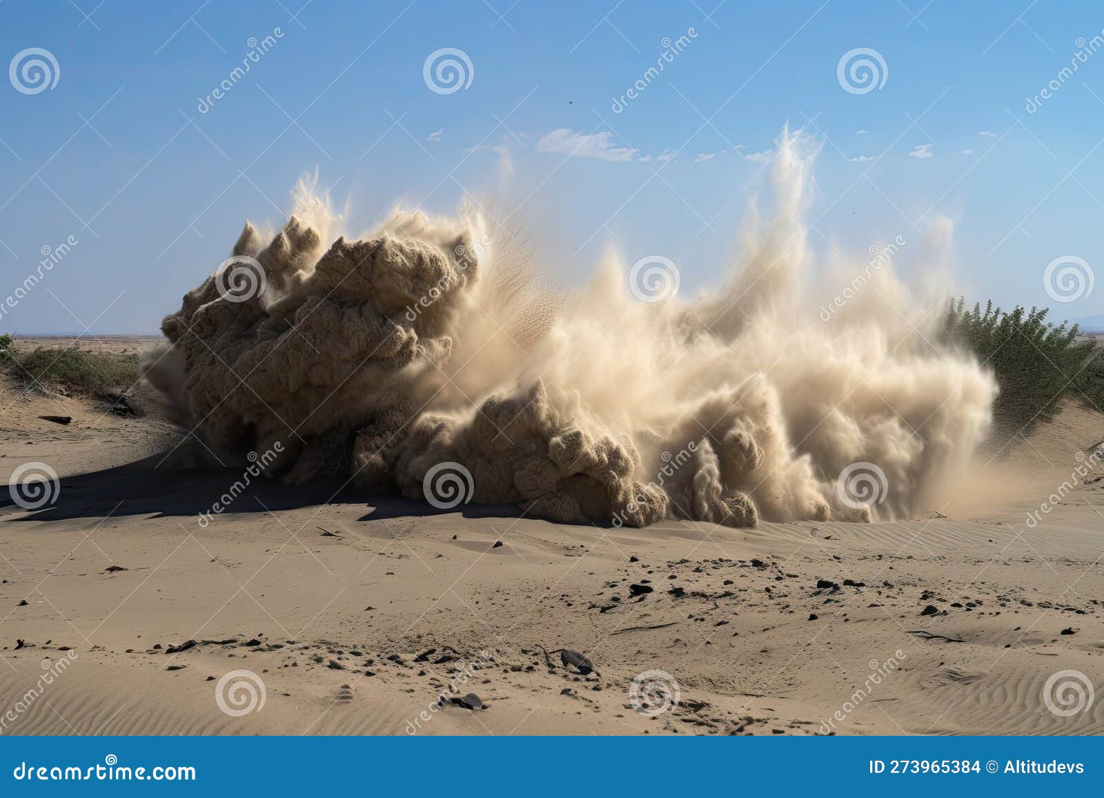 Sand Explosion, with the Epicenter of the Blast and Subsequent ...