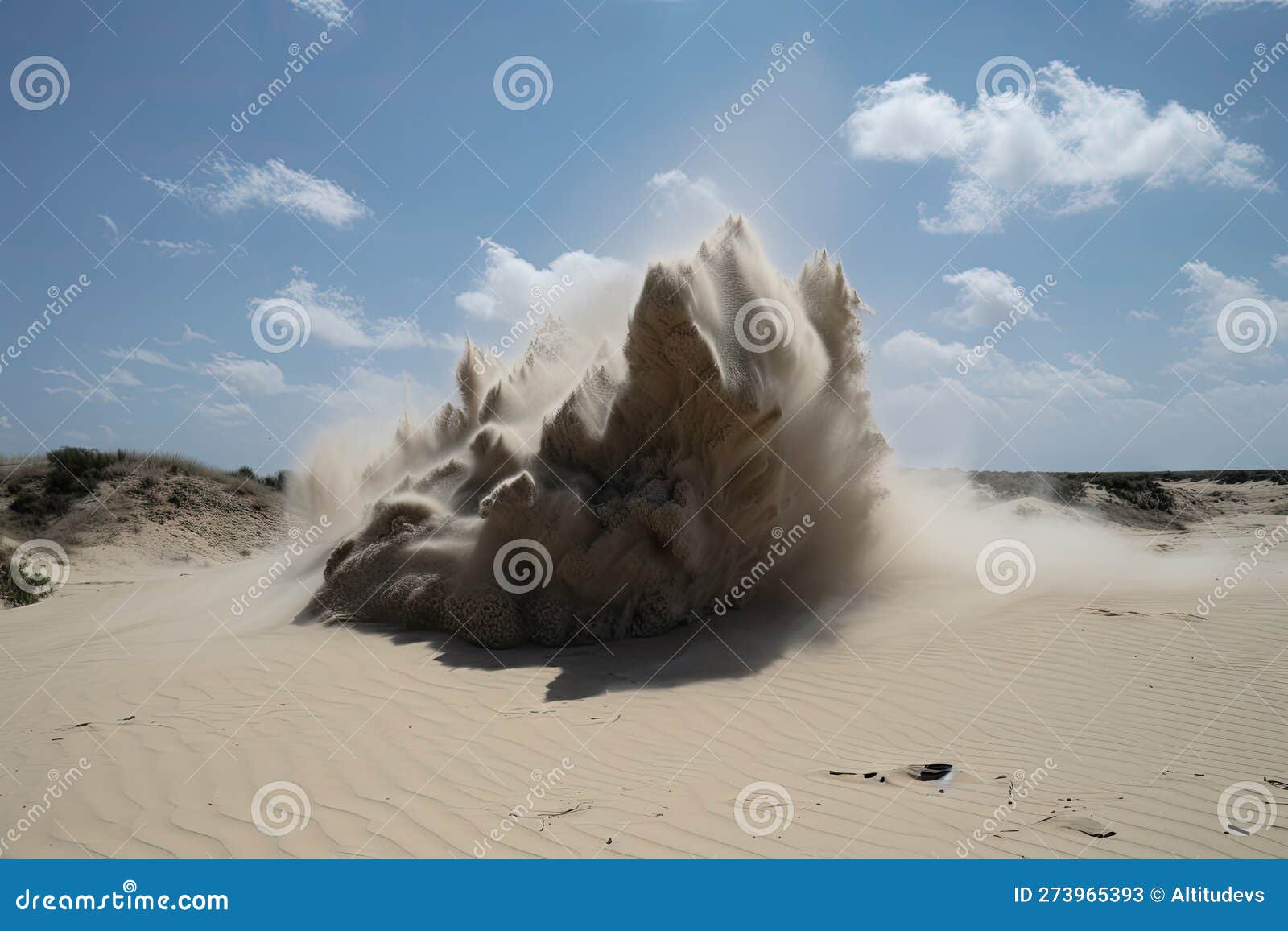 Sand Explosion, with the Epicenter of the Blast and Subsequent ...