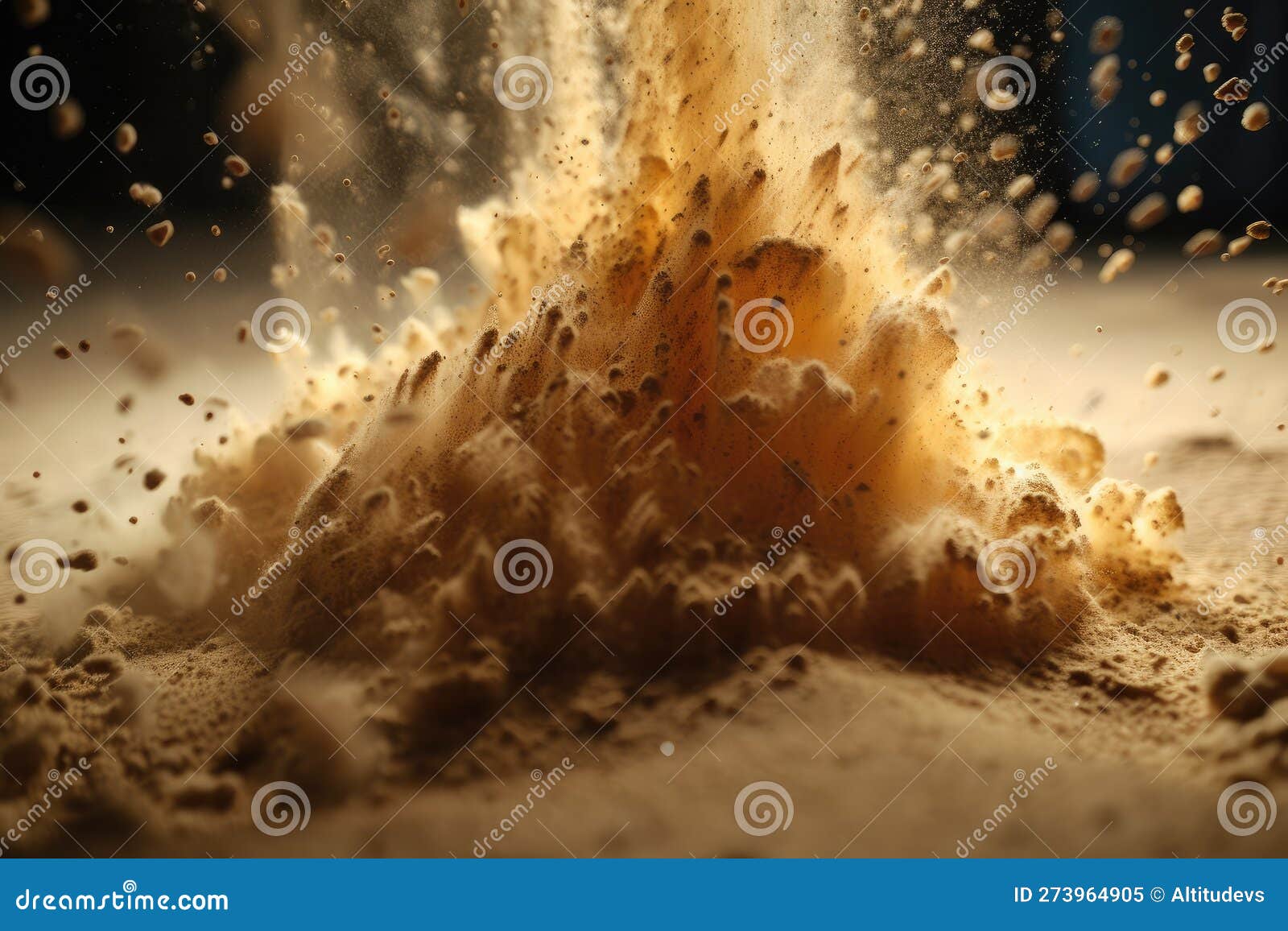 Sand Explosion in Extreme Close-up, with Individual Particles Visible ...