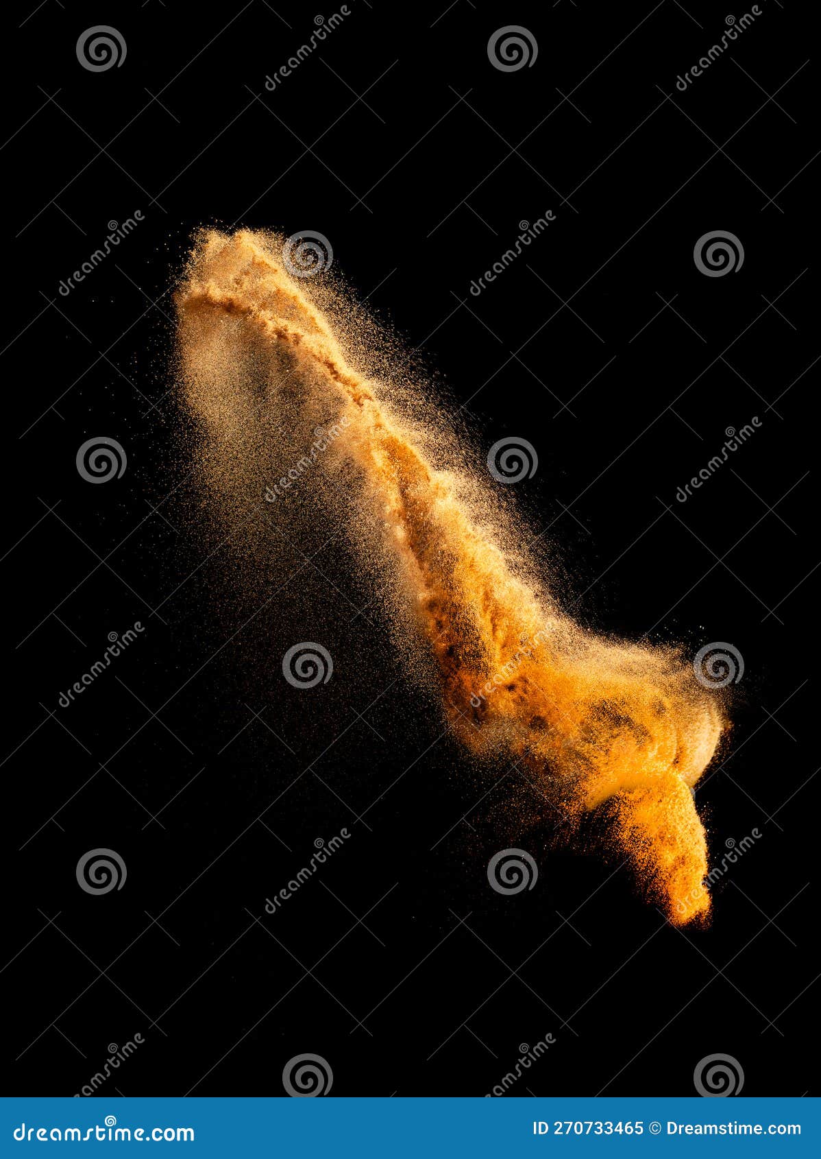 Sand Explosion Isolated on Black Background. Freeze Motion of Sandy ...