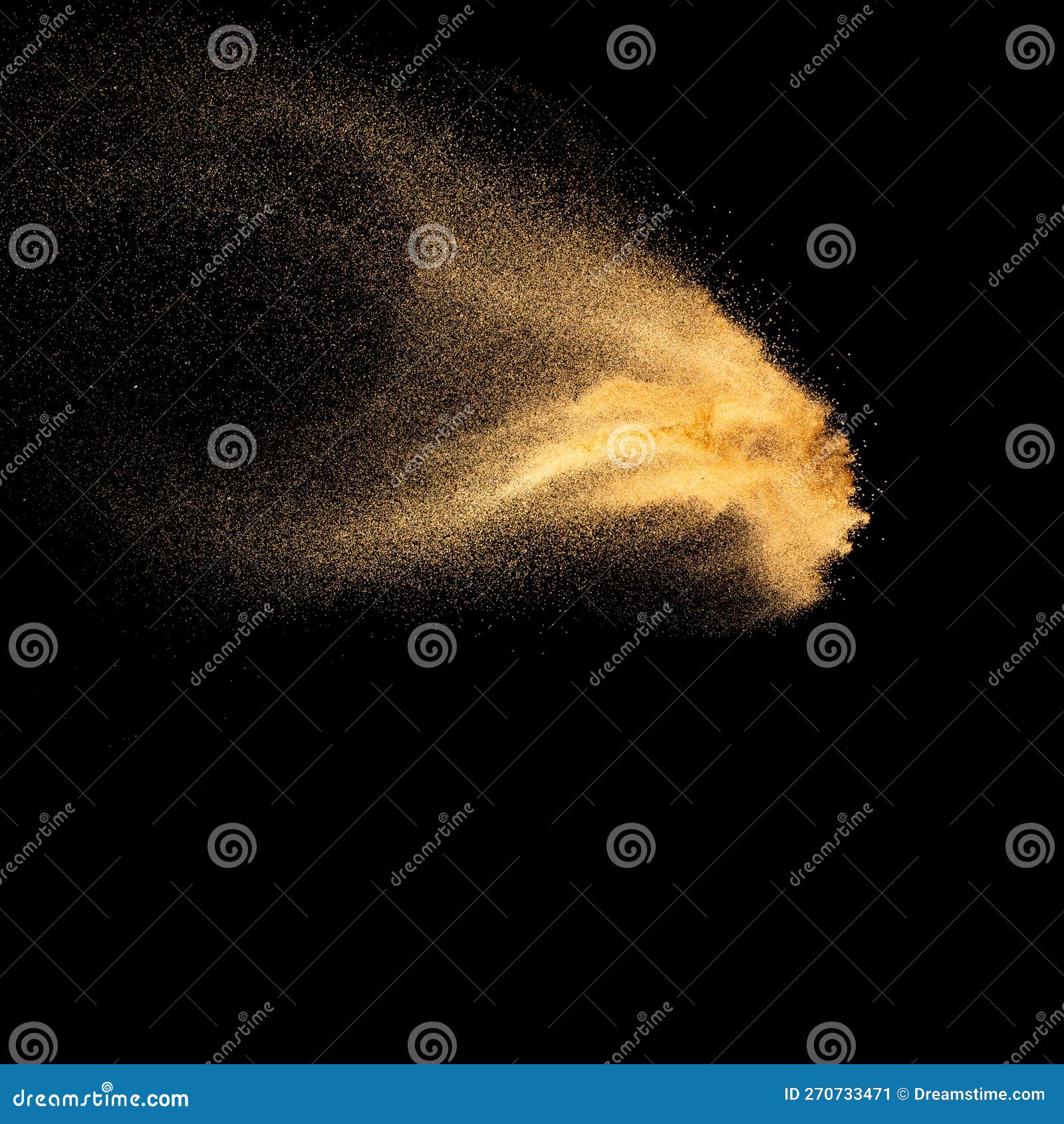 Sand Explosion Isolated on Black Background. Freeze Motion of Sandy ...