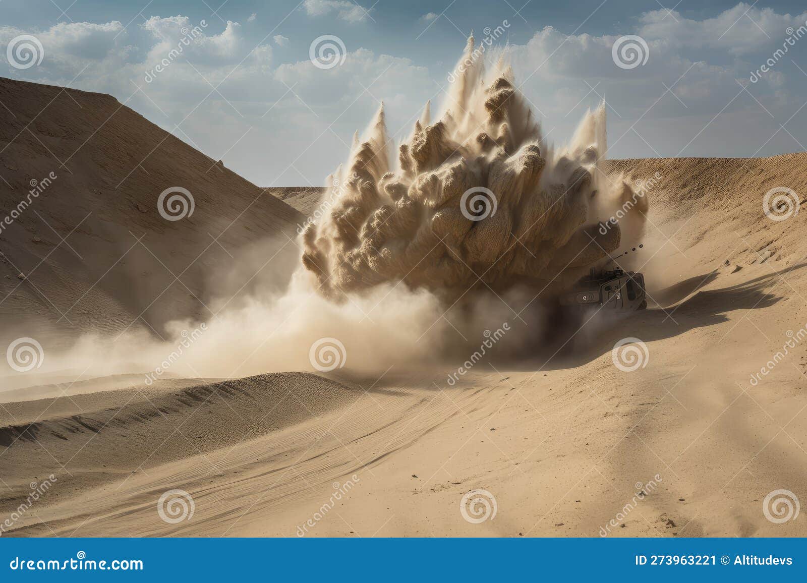 Sand Explosion, with Jet of Sand Being Propelled into the Air from ...