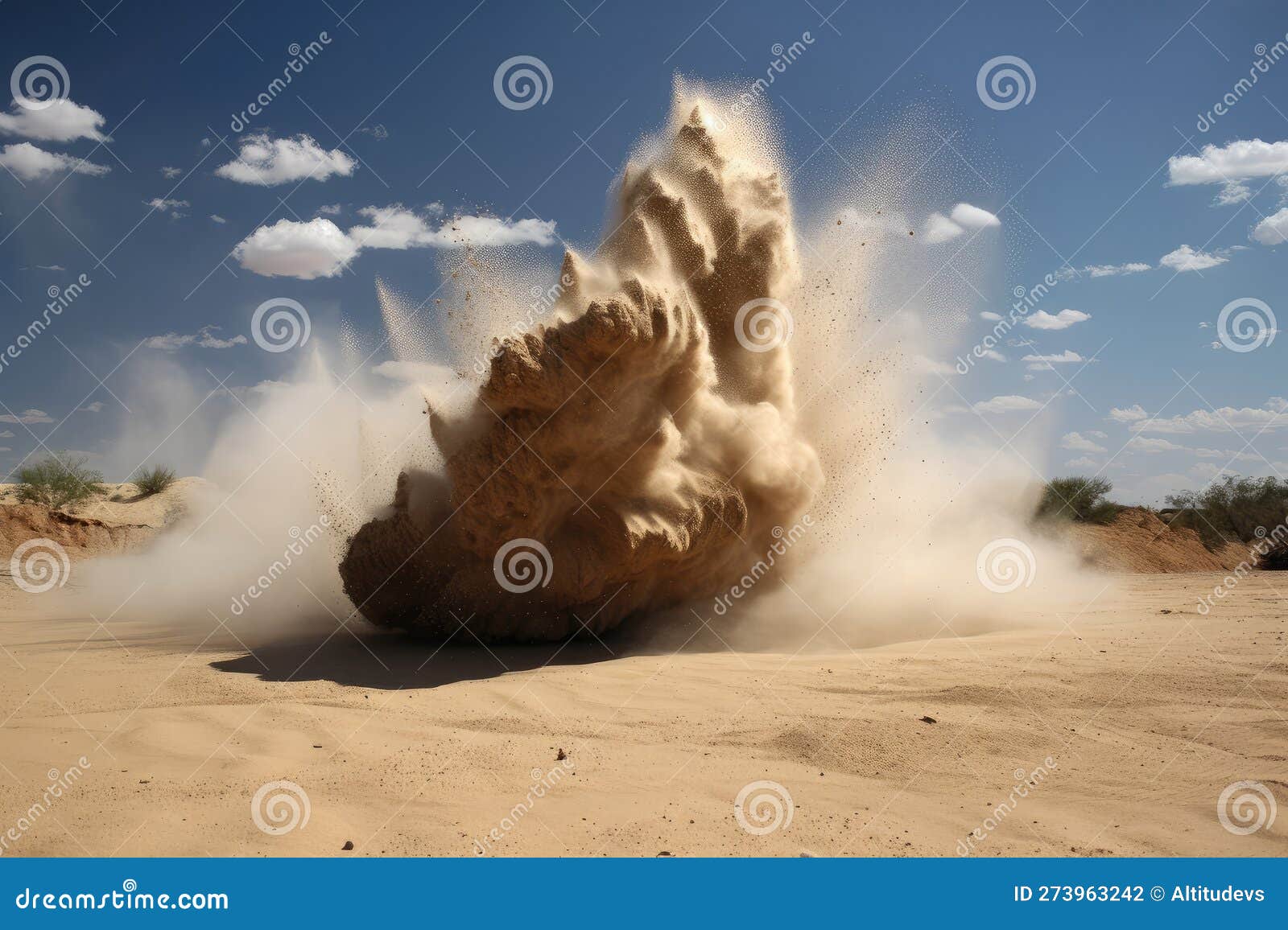 Sand Explosion, with Jet of Sand Being Propelled into the Air from ...