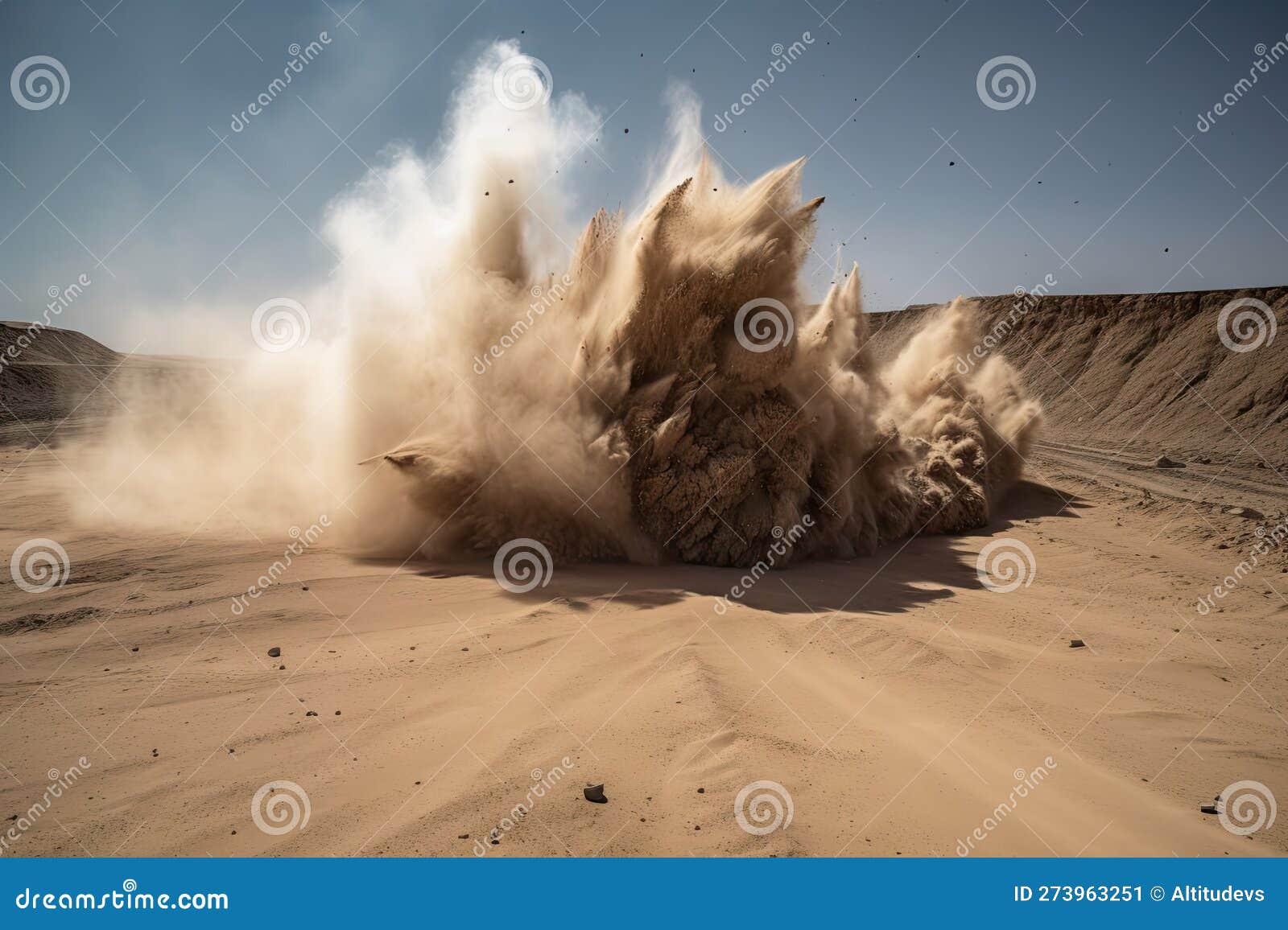 Sand Explosion, with Jet of Sand Being Propelled into the Air from ...