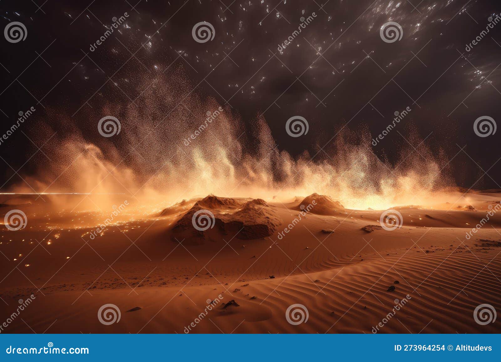 Sand Explosion during a Lightning Storm, with Bolts of Lightning ...